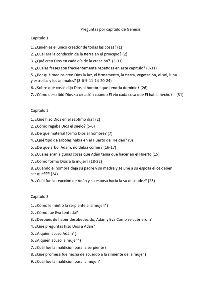 423551654-Preguntas-Por-Capitulo-de-Genesis Conexión Bíblica | PDF ...