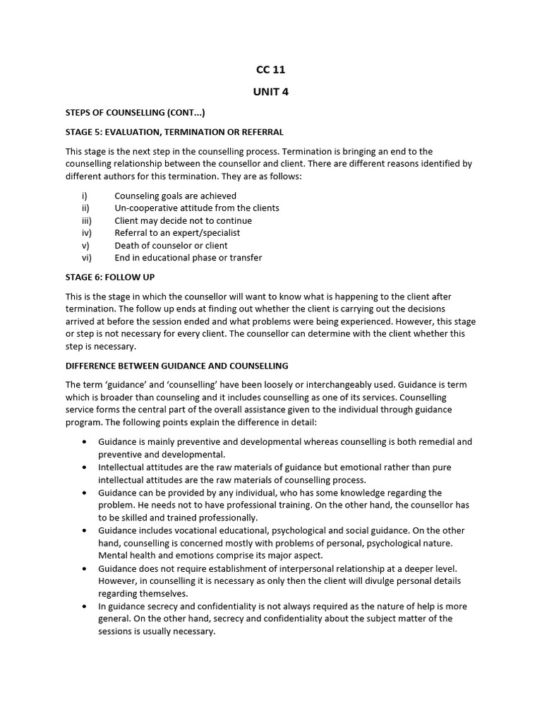 Steps of Counselling | PDF | Psychotherapy | Counseling Psychology