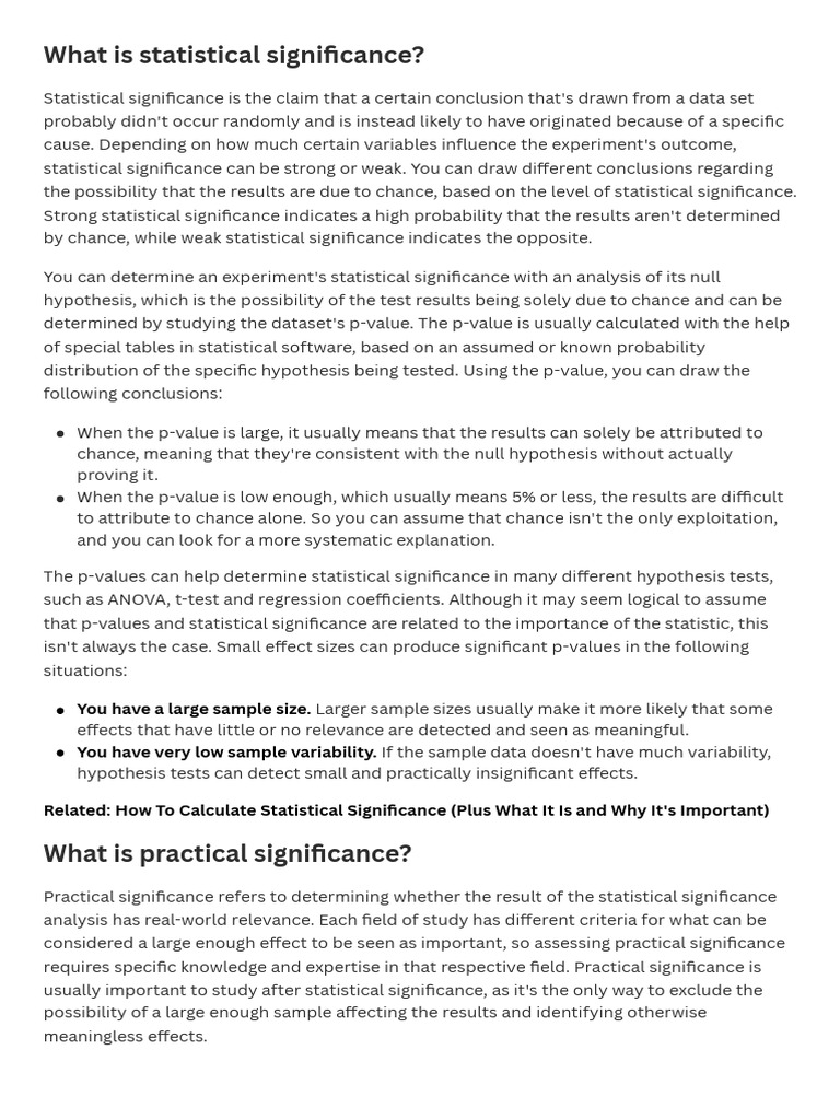 Understanding Statistical Significance | PDF | P Value | Statistics