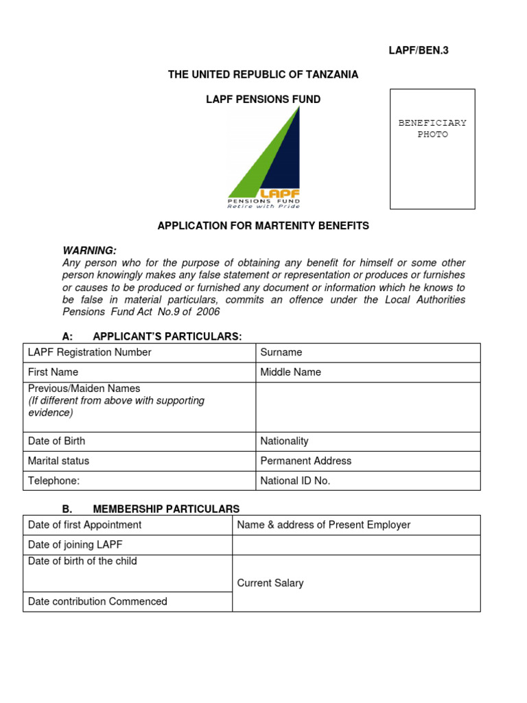 Lapf Maternity Benefit Form | PDF | Birth Certificate