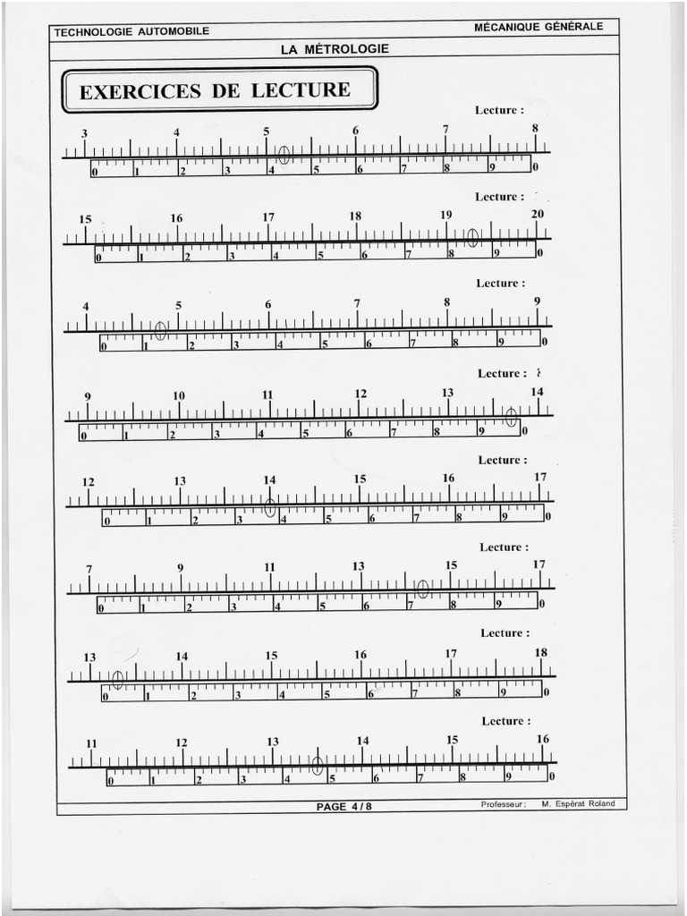 Excercices lecture pied coulisse | PDF