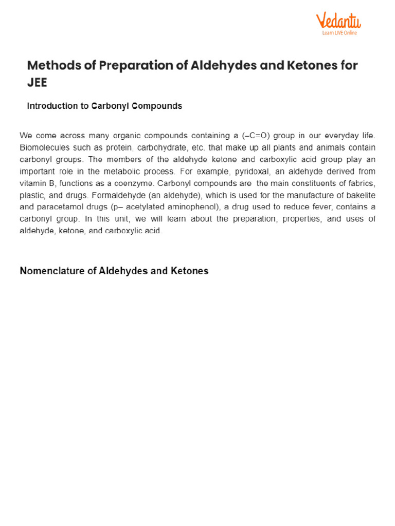 Methods of Preparation of Aldehydes and Ketones For JEE | PDF