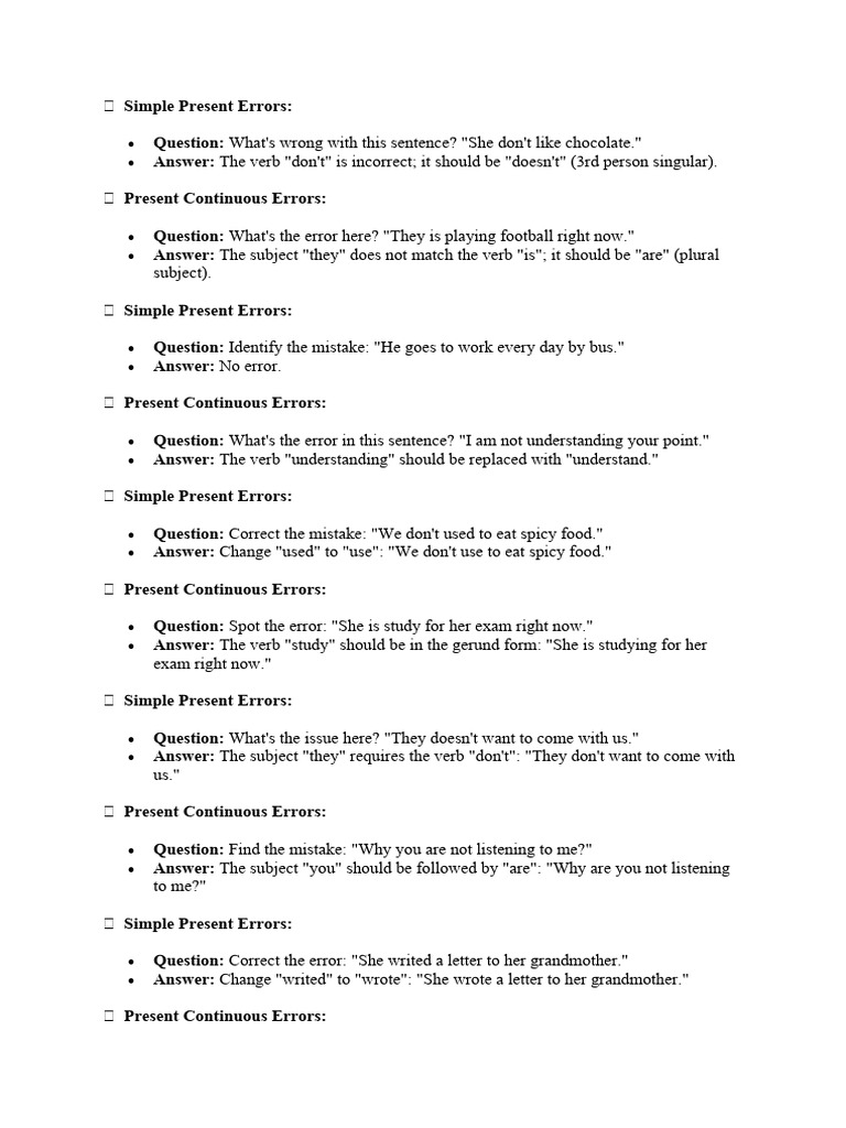 Simple Present Errors | PDF | Language Families | Linguistic Typology
