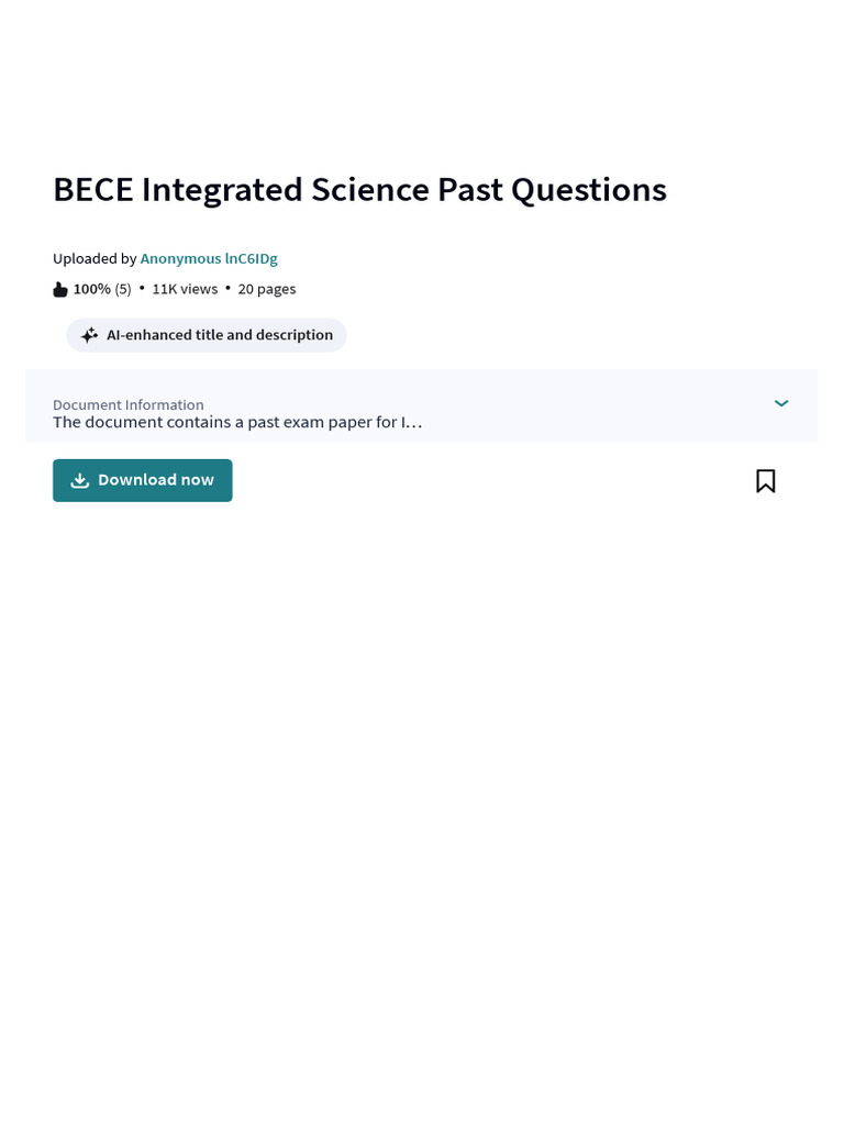 BECE Integrated Science Past Questions - PDF - Ductility - Carbon | PDF | Scribd | Cyberspace