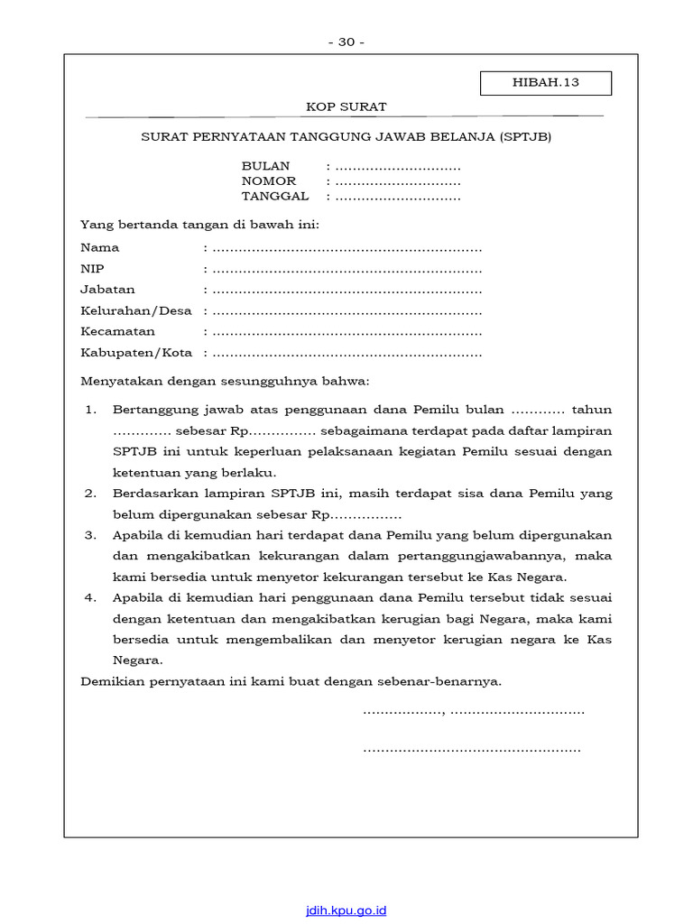 SPTJB Dan Lampiran SPTJB | PDF