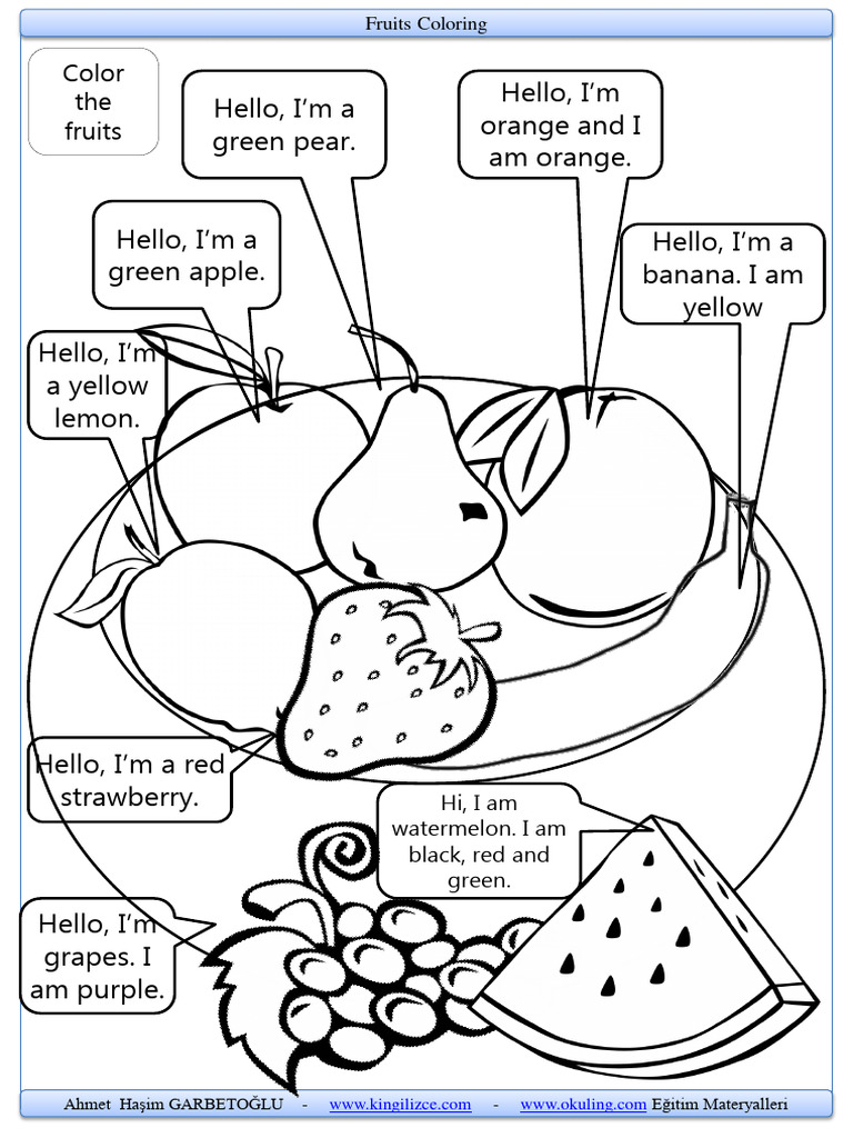 Fruits Worksheet 2 Coloring | PDF