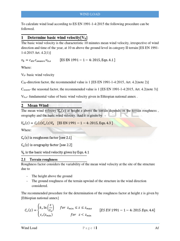 Wind Load Pdf Wound Earth Sciences