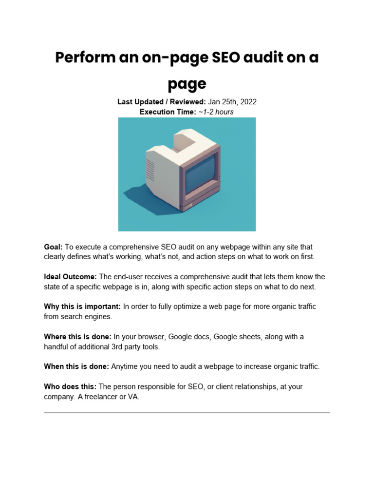 SOP 002 - Perform An On-Page SEO Audit On A Page | PDF | Search Engine ...