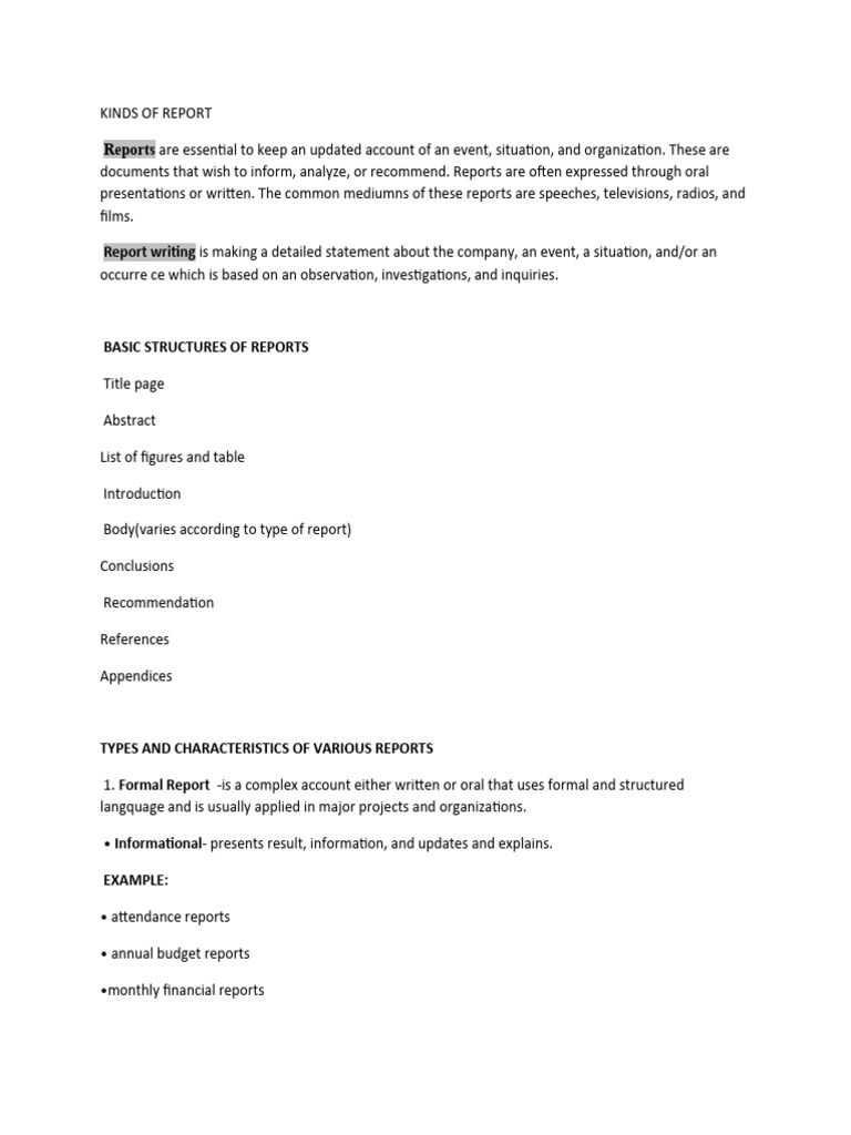 KINDS OF REPORT-WPS Office | PDF | Career & Growth | Business