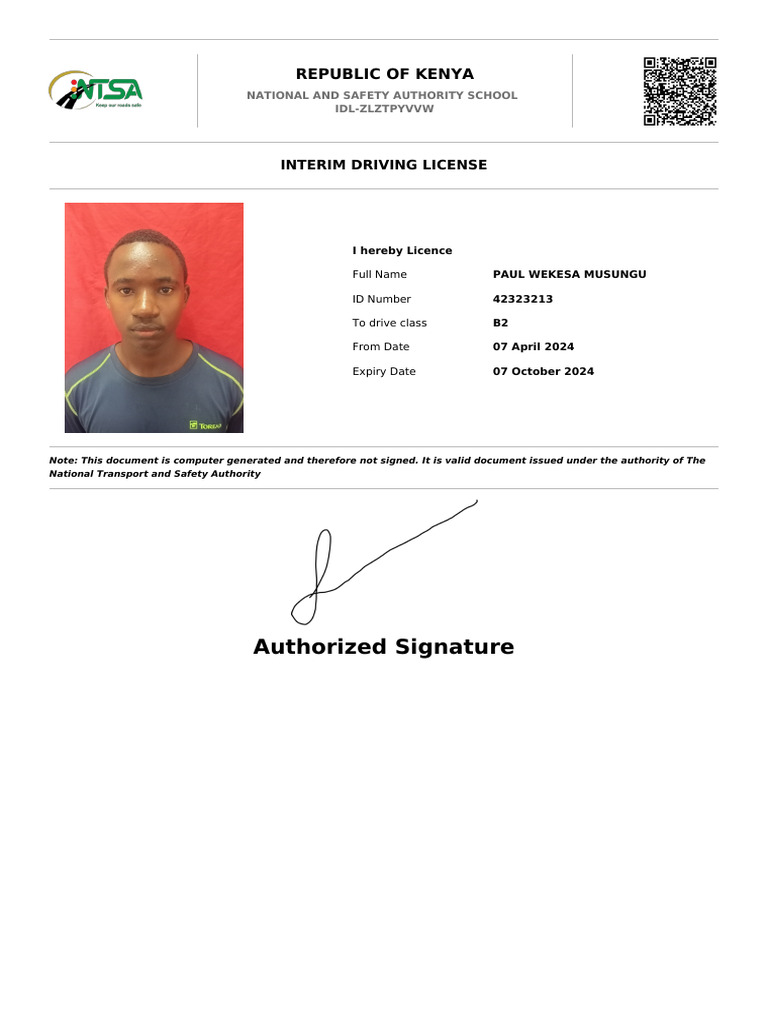 IDL ZLZTPYVVW Interim Driving License | PDF