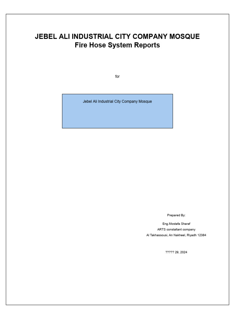 Jebel Ali Industrial City Company Mosque Hydraulic Calc | PDF | Fire Sprinkler System