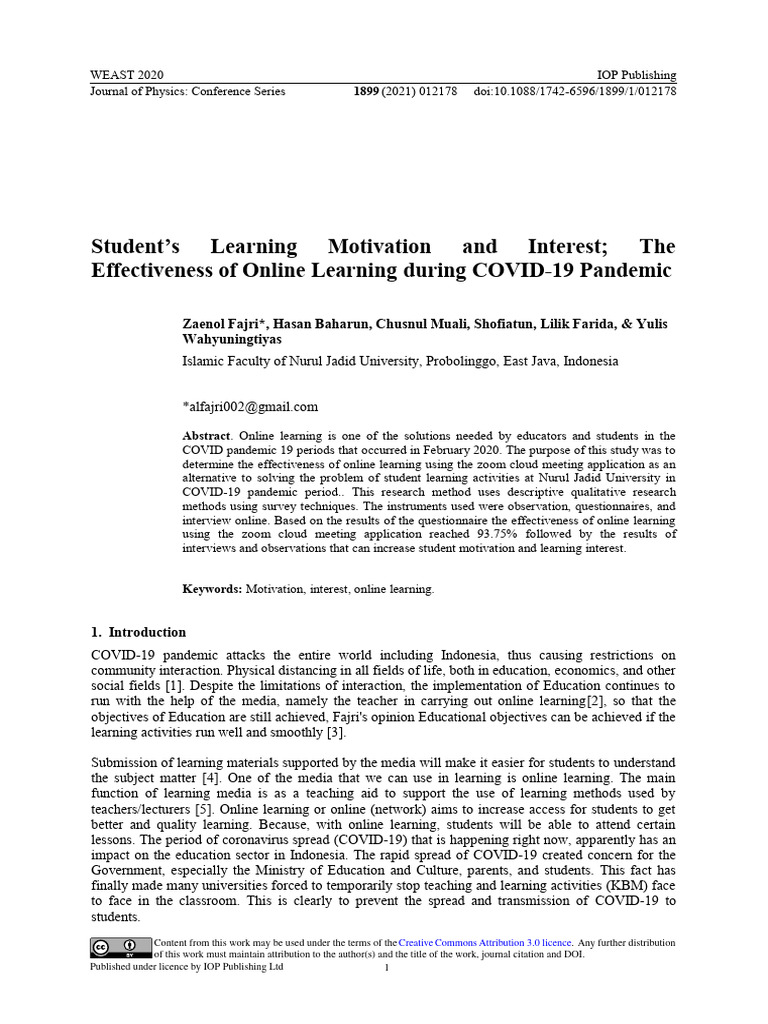 Student S Learning Motivation And Interest Pdf Educational