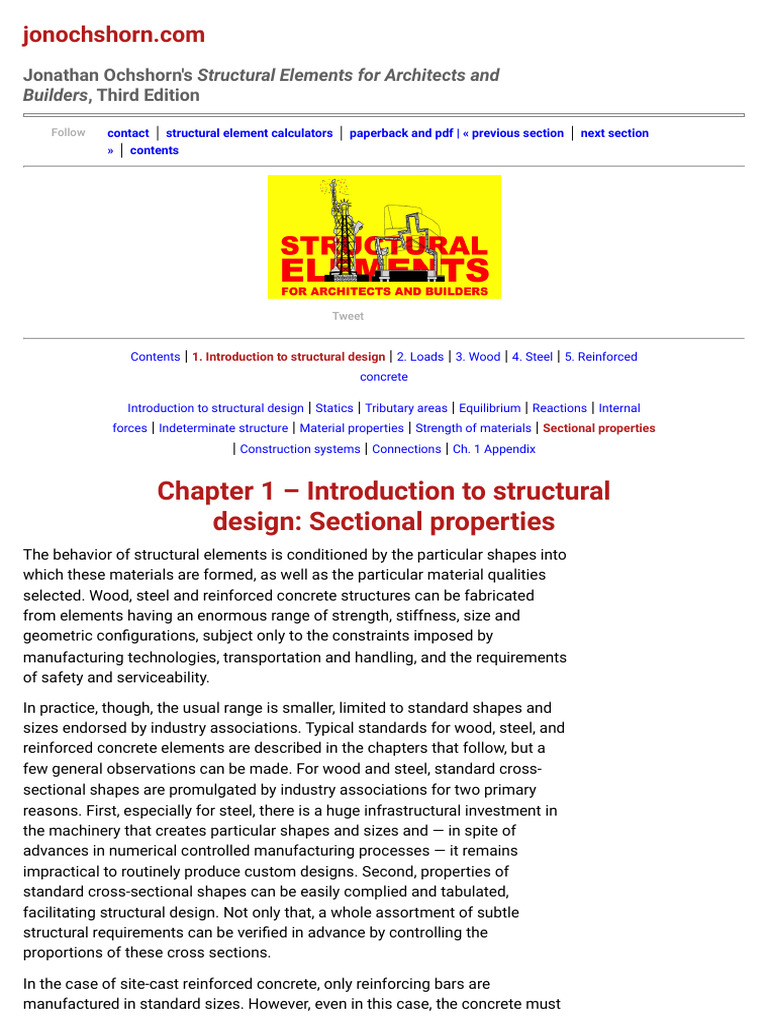 Sectional Properties - Jonathan Ochshorn's Structural Elements Te | PDF | Concrete | Reinforced ...