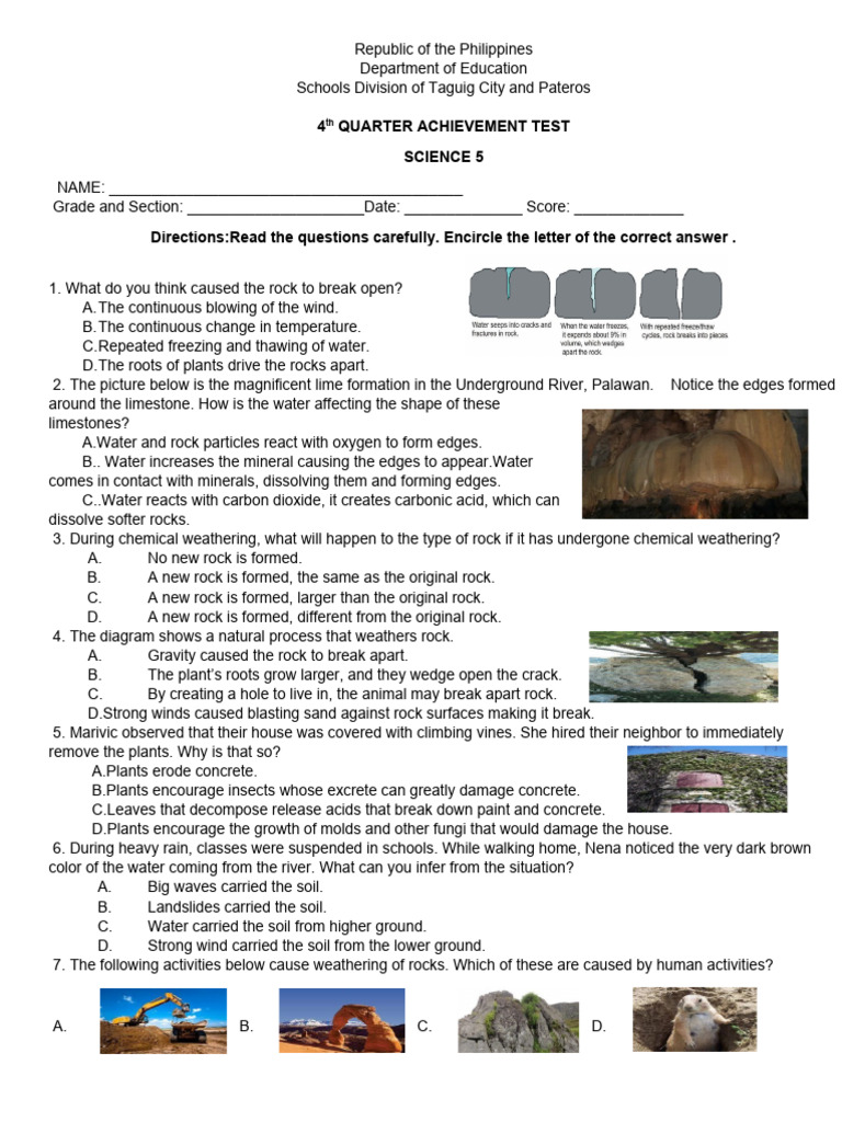 Science 5 Achievement Test Guide | PDF | Tropical Cyclones | Moon