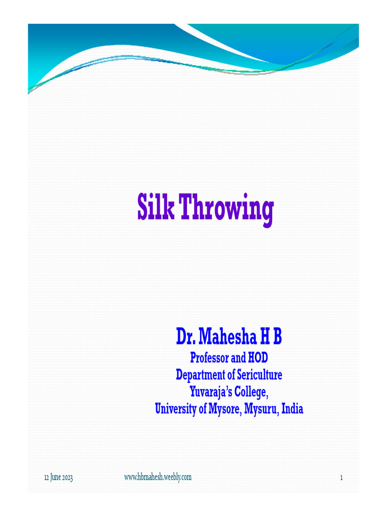 Silk Throwing | PDF | Yarn | Silk