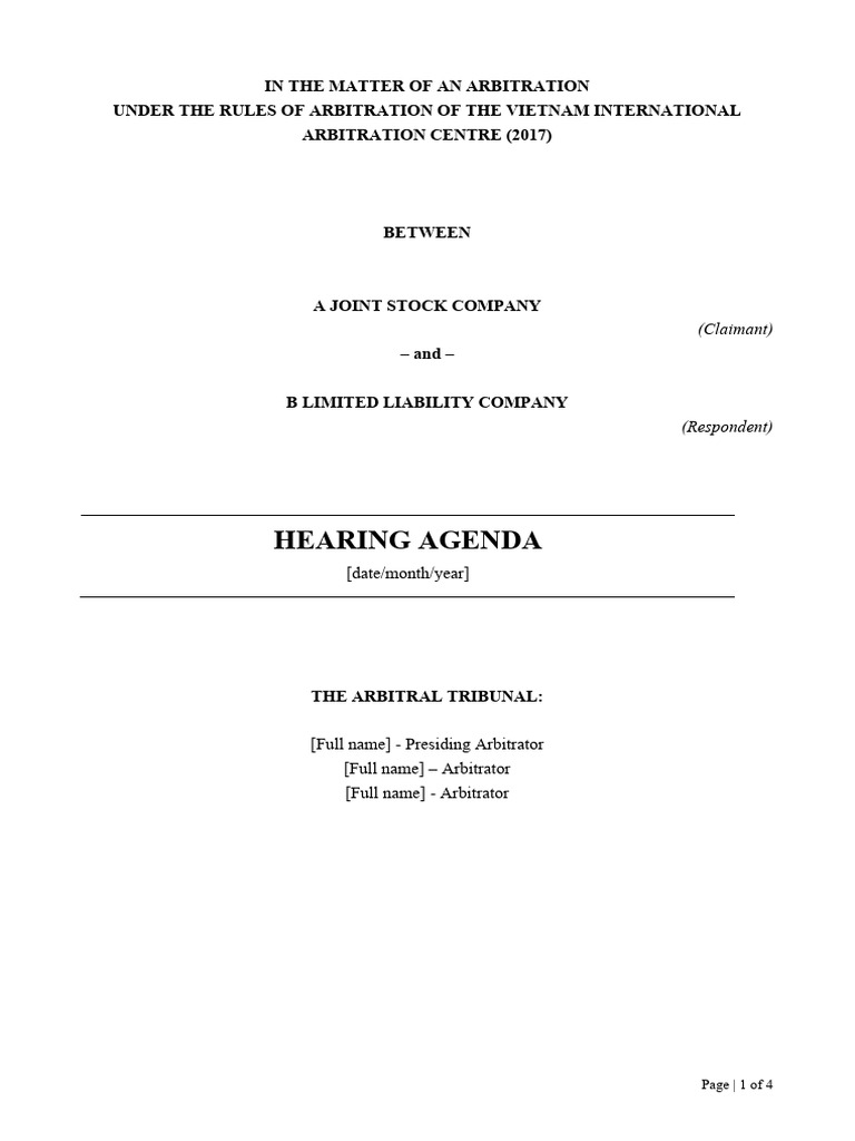Arbitration Hearing Agenda Overview | PDF | Arbitral Tribunal | Justice