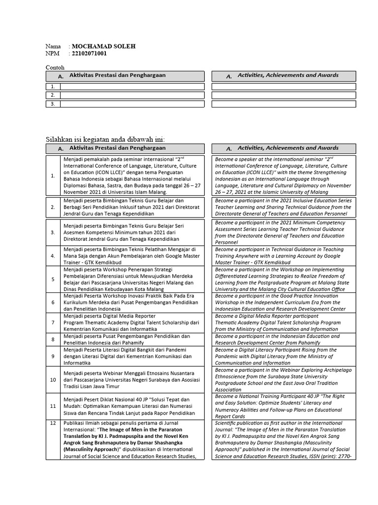 Format SKPI | PDF | Career & Growth | Social Science
