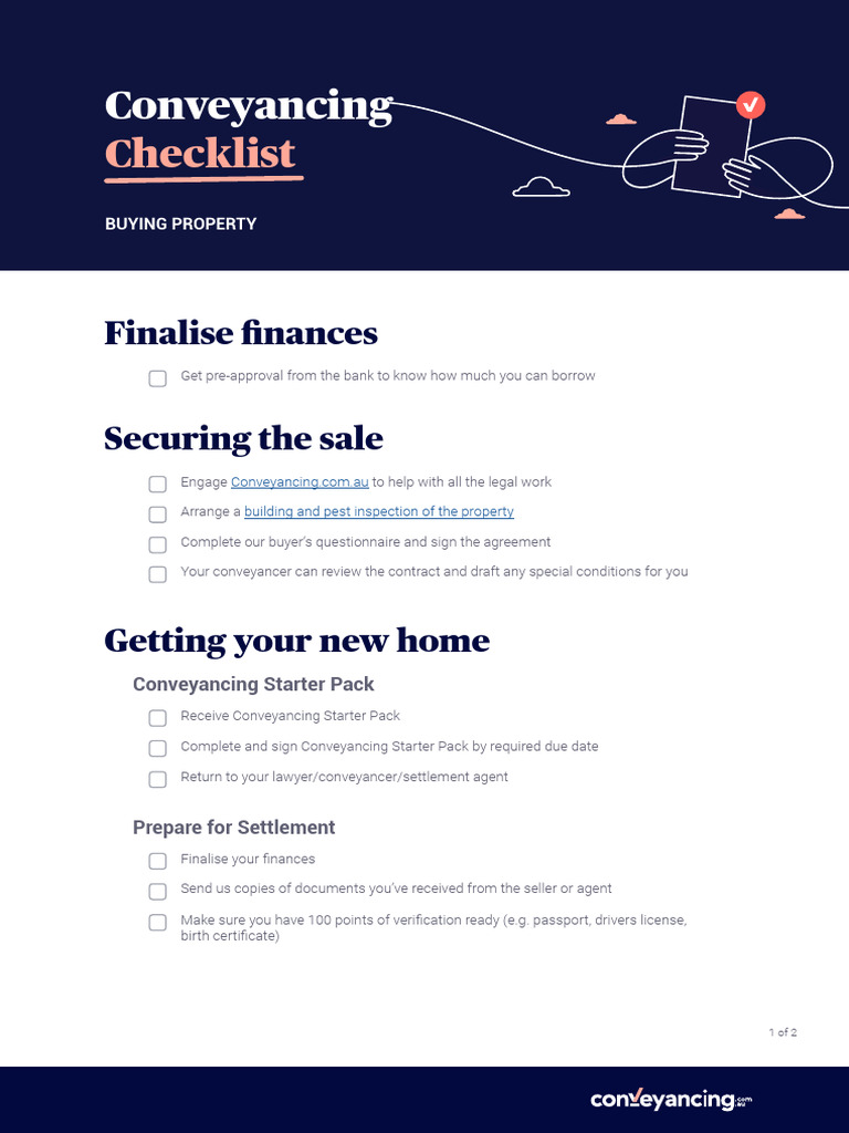 Buying Property Conveyancing Checklist 2.5 | PDF | Law