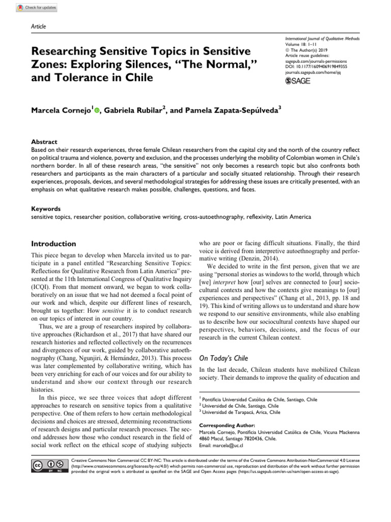 Researching Sensitive Topics in Sensitive Zones: Exploring Silences ...