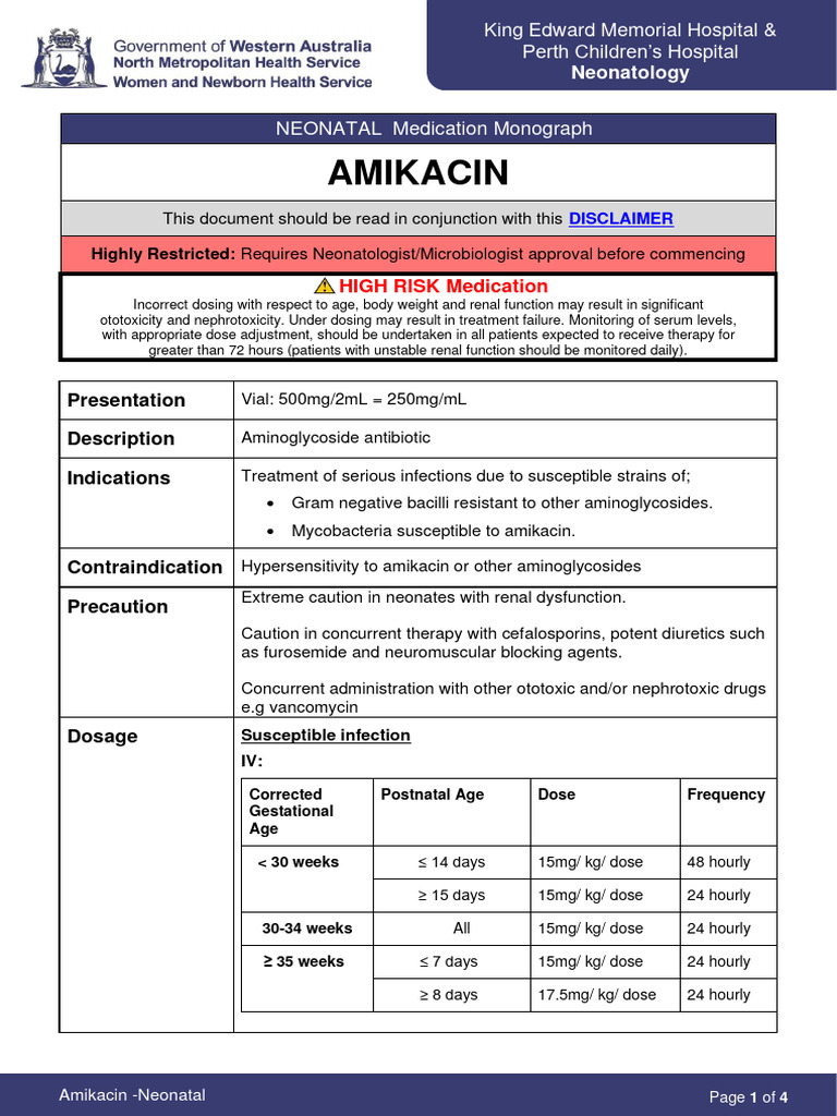 Amikacin | PDF | Diseases And Disorders | Antibiotics