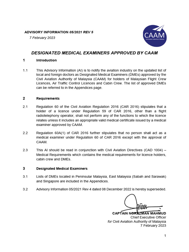 AI 05 - 2021 REV 5 Designated Medical Examiners List | PDF | Aviation ...