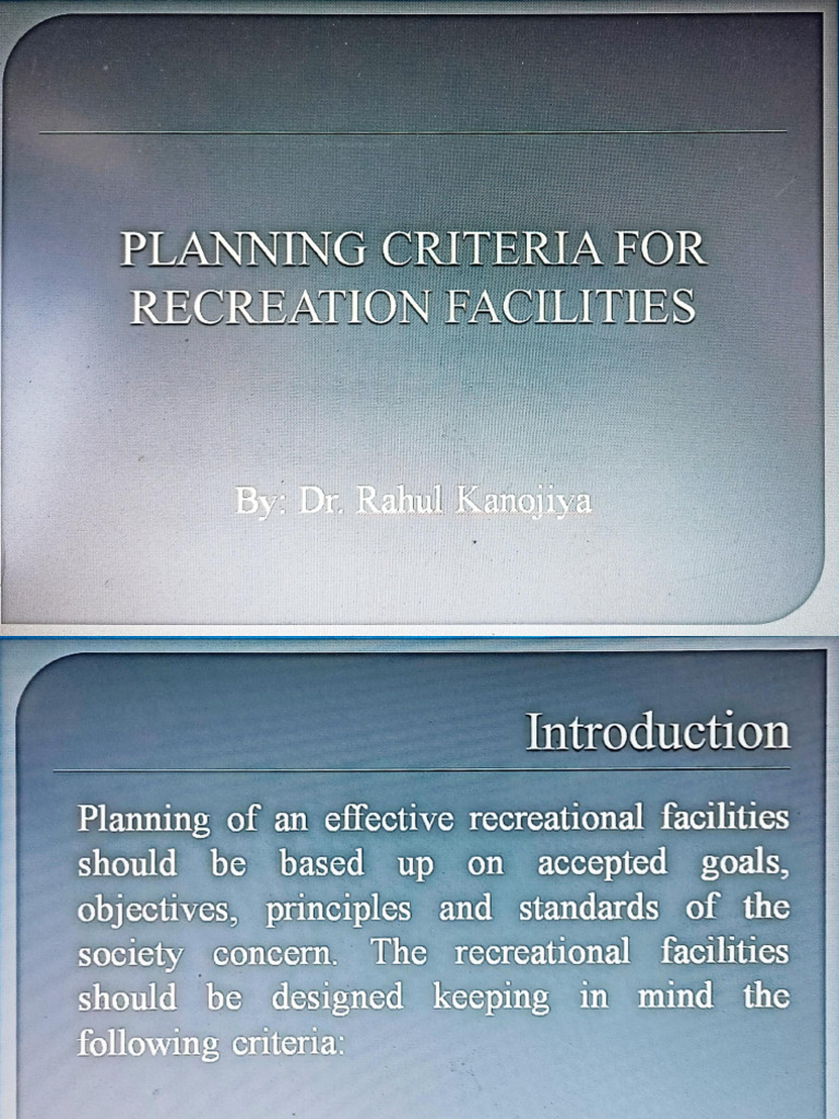 Planning Criteria For Recreational Facilities | PDF