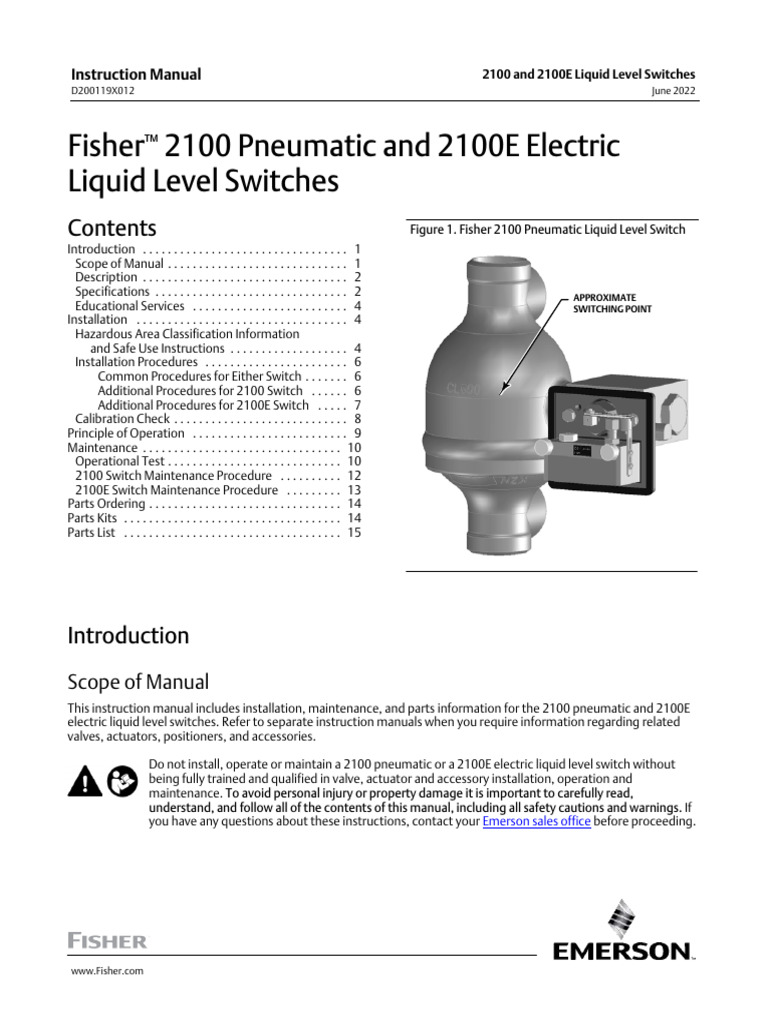 Instruction Manual Fisher 2100 Pneumatic 2100e Electric Liquid Level ...