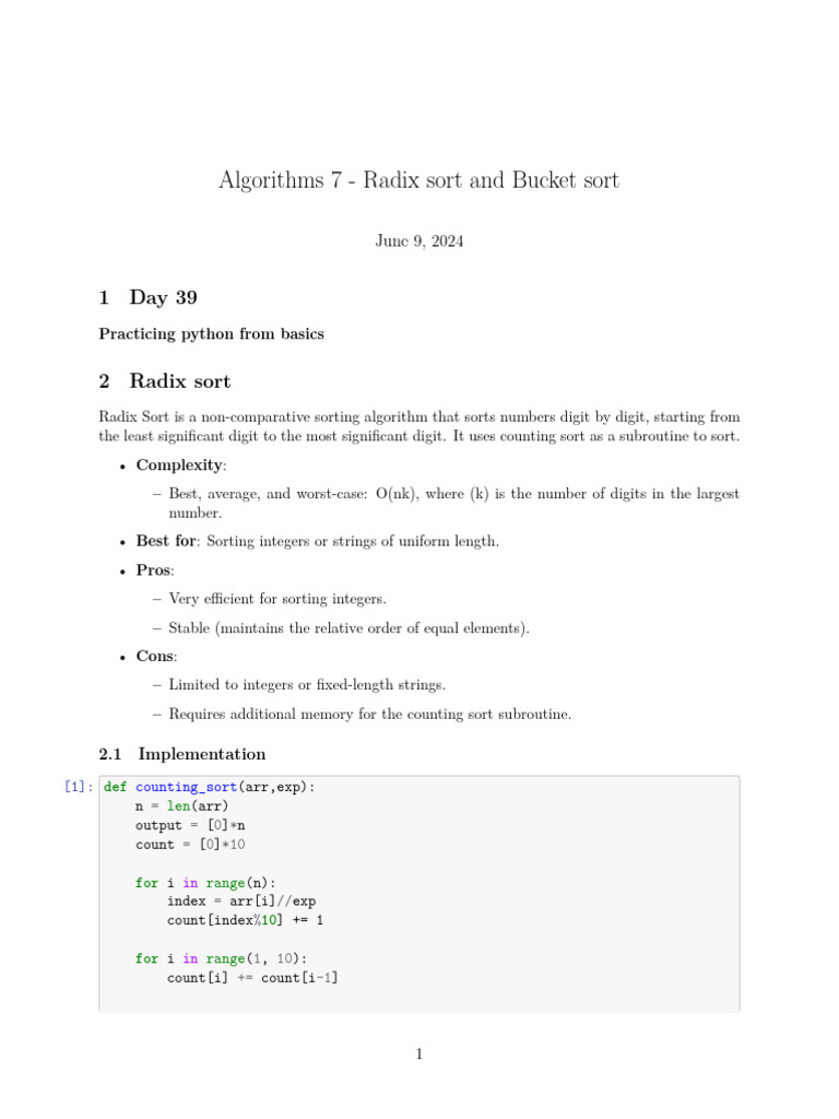 Python Algorithms Radix Sort And Bucket Sort 1717946949 Pdf Computer Programming Algorithms