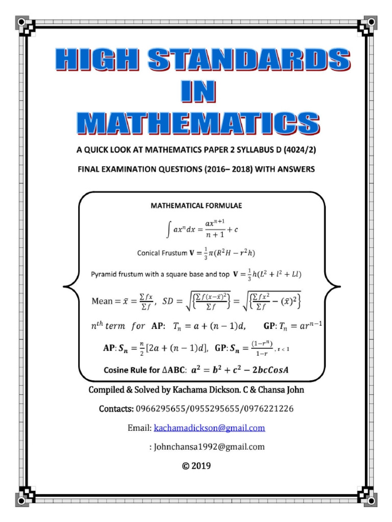 DK & JC's Maths P2 Pamphlet | PDF