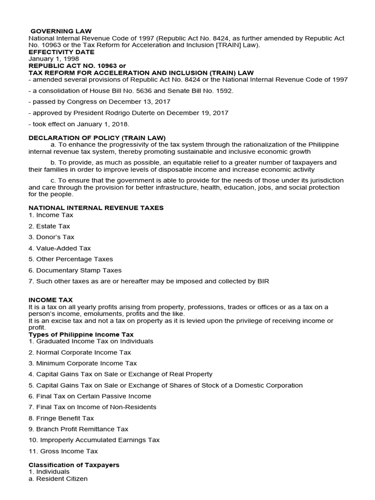 Philippine Income Tax Overview and Rates | PDF | Gross Income | Taxes