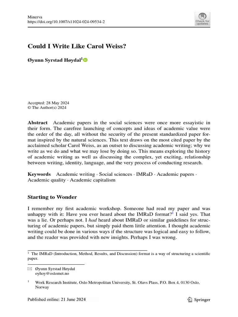 Could I Write Like Carol Weiss | PDF | Science | Social Sciences