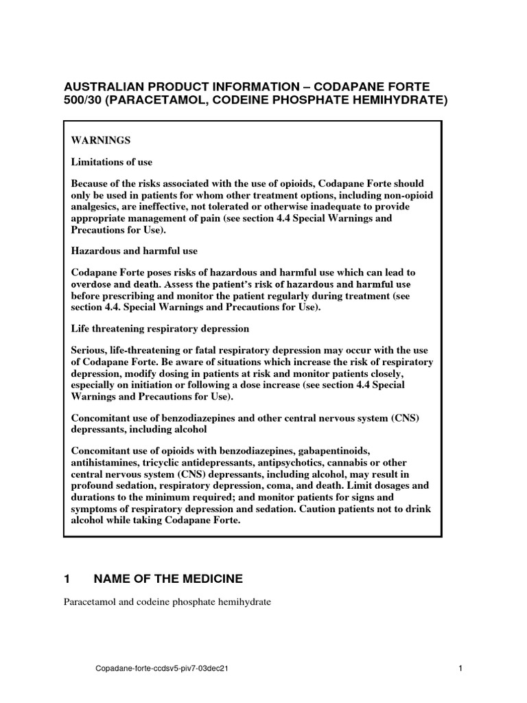 Codapane Forte PI | PDF | Opioid | Substance Abuse