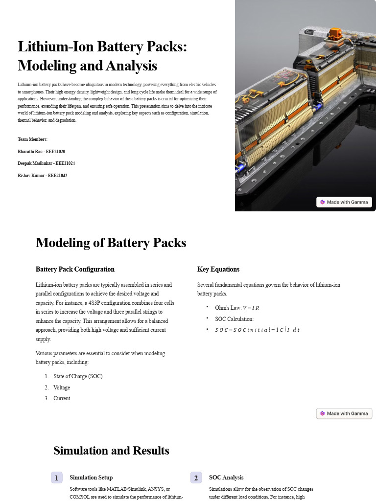 Lithium Ion Battery Packs Modeling and Analysis | PDF | Lithium Ion ...