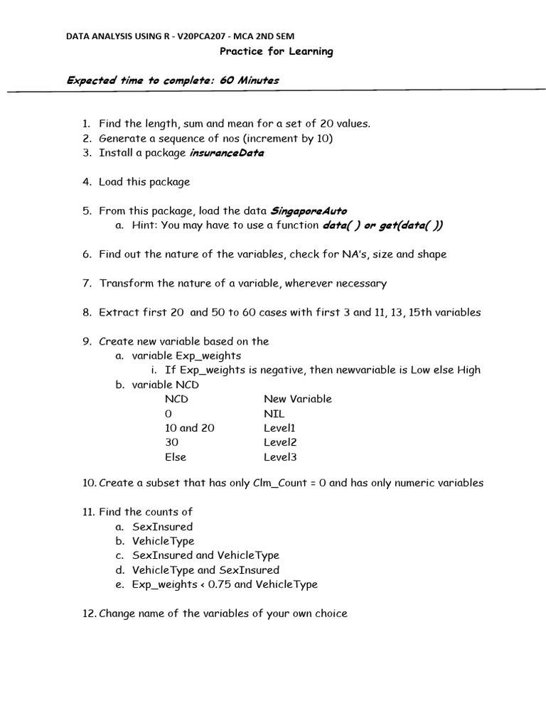 Mca - Data Analysis Using R - Manuel | PDF | Applied Mathematics