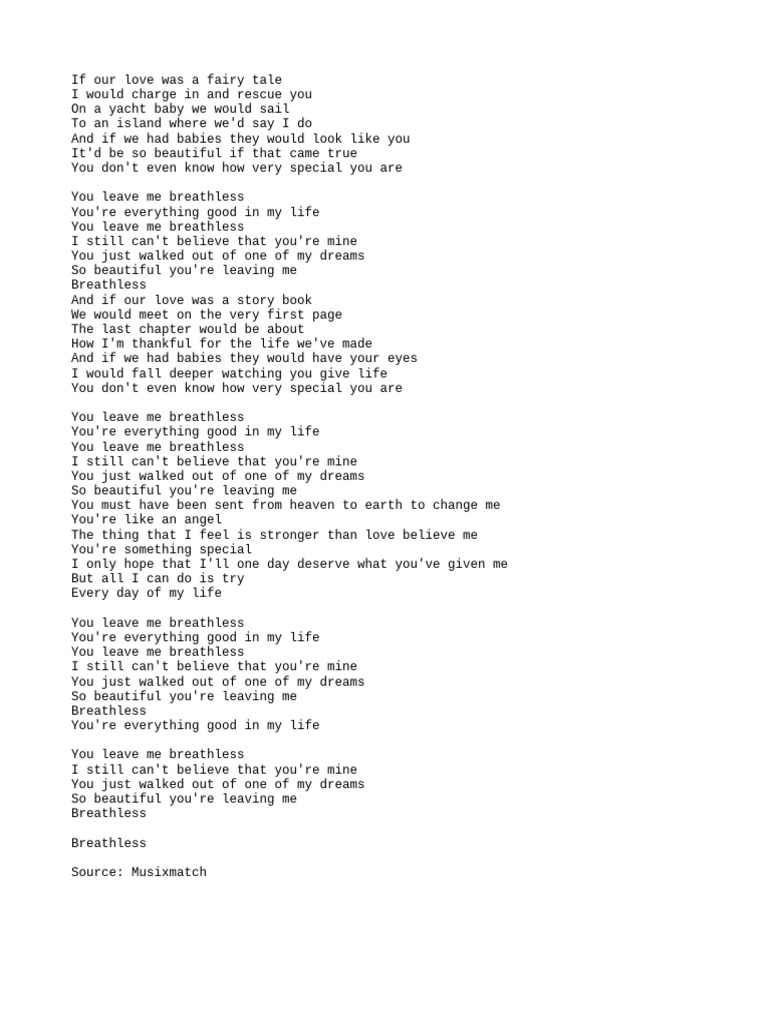 Breathless Love Song Lyrics | PDF | Art | Religion & Spirituality