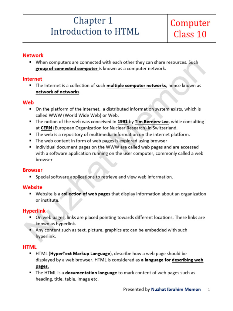 STD 10 Computer Chapter 1 Introduction To HTML | PDF | World Wide Web ... STD 10 Computer Chapter 1 Introduction To HTML | PDF | World Wide Web ...