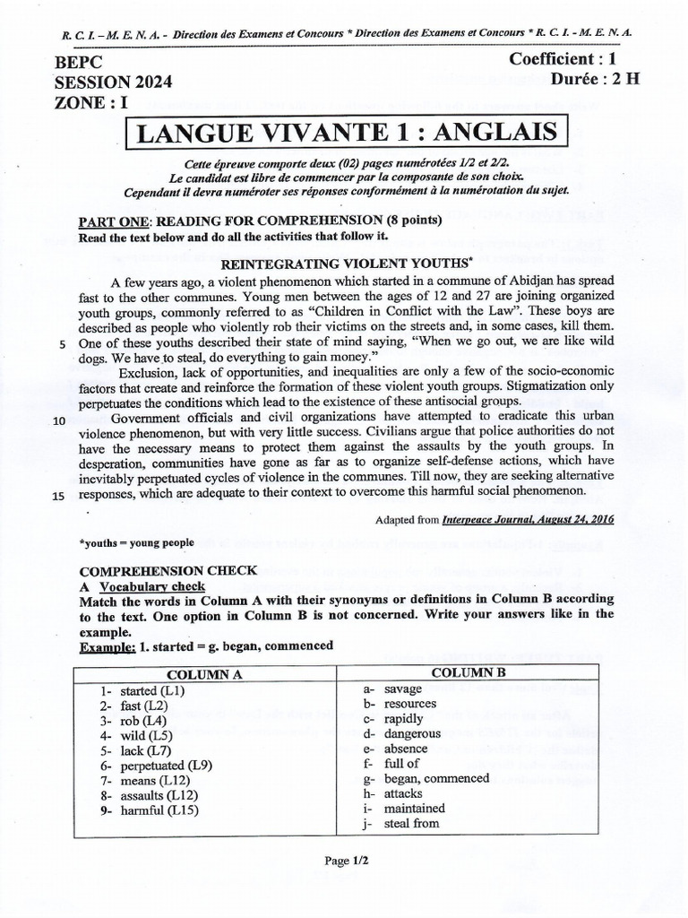 Lv1 Anglais Zone 1 | PDF