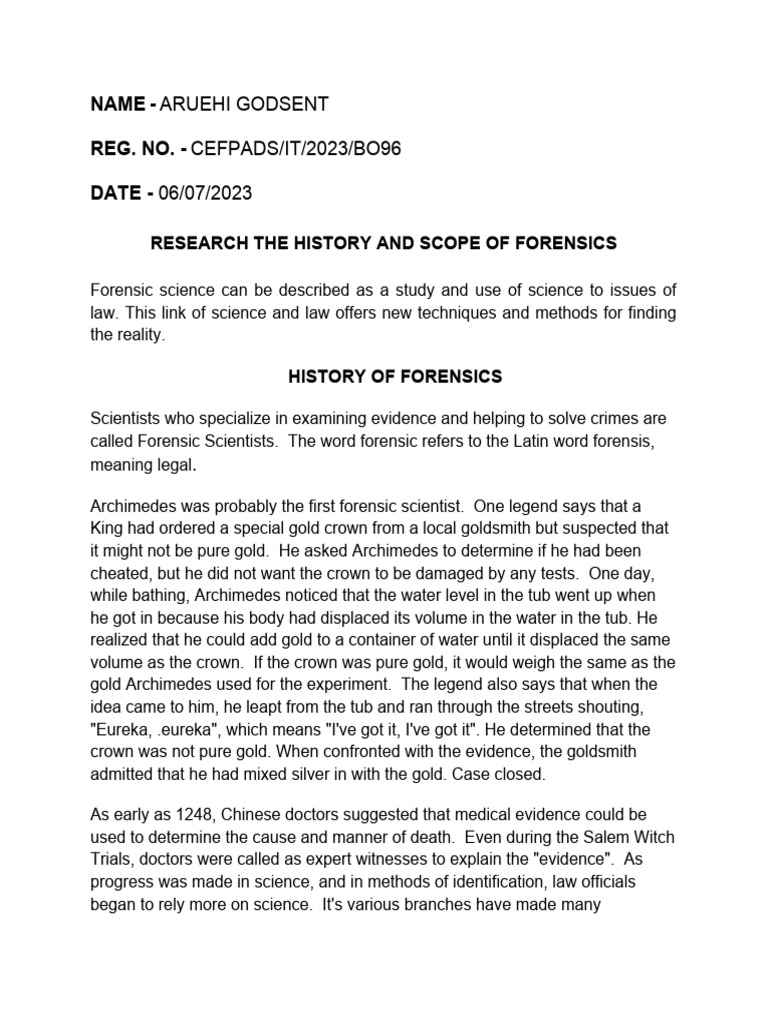 History and Scope of Forensics | PDF | Forensic Science | Computer ...