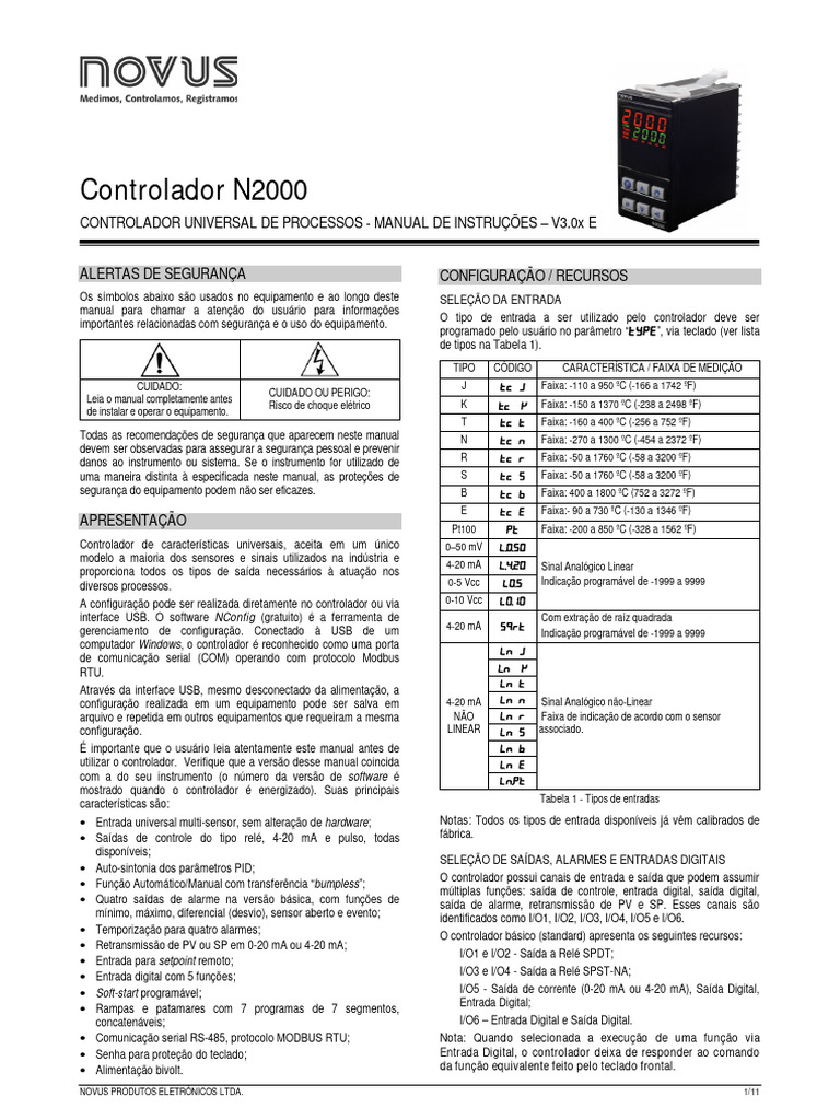 Manual n2000 v30x e Portuguese | PDF | USB | Entrada/Saída