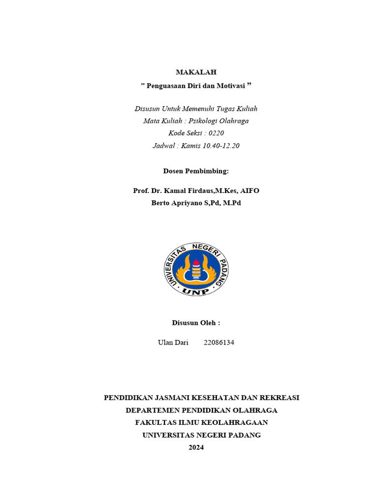 Makalah Penguasaan Diri | PDF | Pengembangan Diri | Sains & Matematika