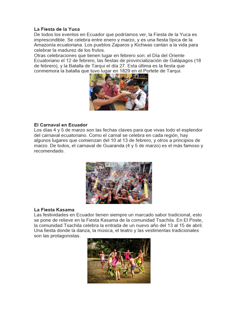 Festividades Tradicionales en Ecuador | PDF | Ecuador | Carnaval
