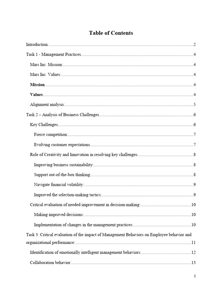 Mars Inc. Management Practices Analysis | PDF | Leadership | Emotional ...