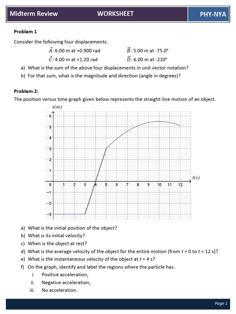 Physics Midterm Review Worksheet | PDF | Acceleration | Force