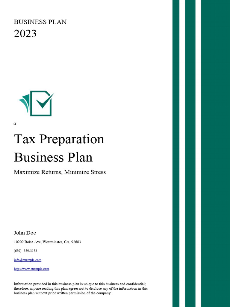 Tax Preparation Business Plan | PDF | Balance Sheet | Equity (Finance)