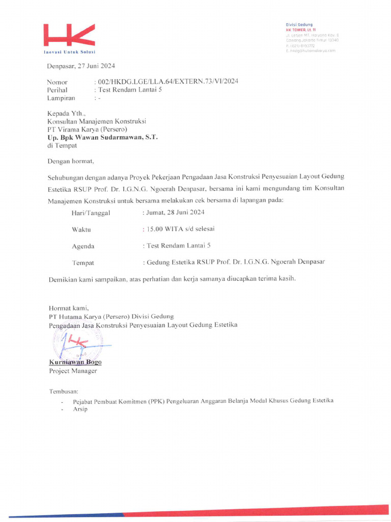 Undangan Test Rendam Lantai 5 | PDF