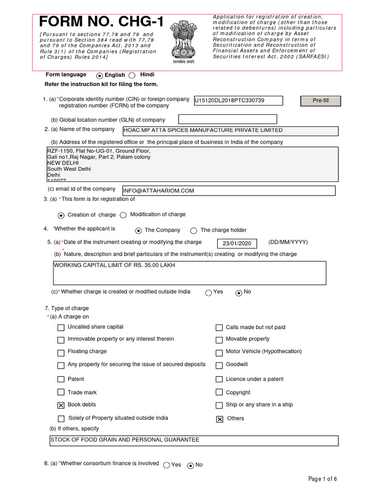 Form CHG 1 02072020 Signed | PDF | Debt | Liquidation