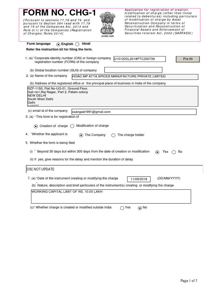 Form CHG 1 15012019 Signed | PDF | Liquidation | Private Law