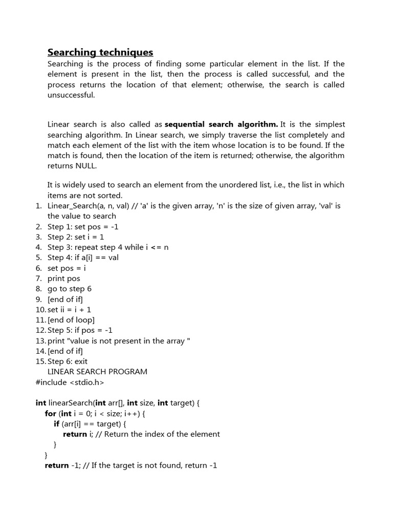 Searching Techniques | PDF | Computer Programming | Algorithms And Data ... Searching Techniques | PDF | Computer Programming | Algorithms And Data ...