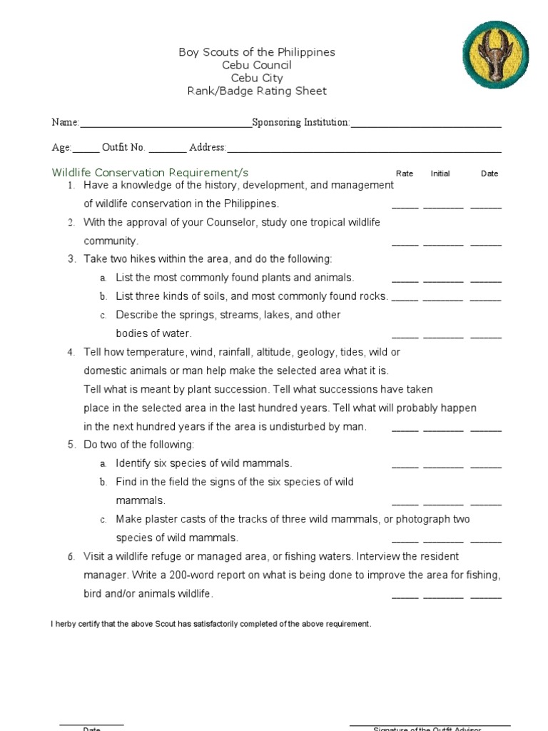 Wildlife Conservation Badge Guide | PDF | Nature | Natural Environment