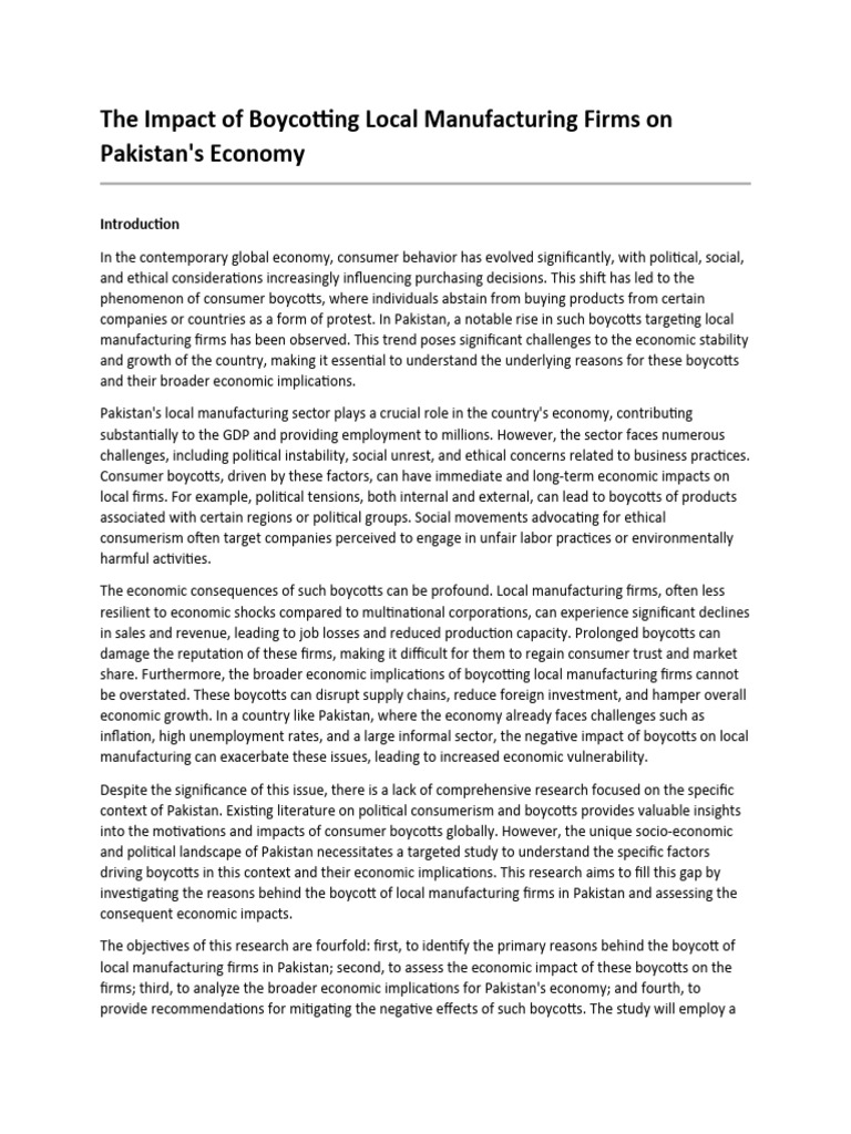The Impact of Boycotting Local Manufacturing Firms On Pakistan | PDF ...
